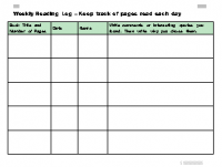 Weekly Reading Log in Minutes - Freeology